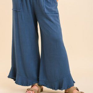 Umgee | Pants & Jumpsuits | Nwt Umgee Slate Blue Linen Blend Wide Leg ...